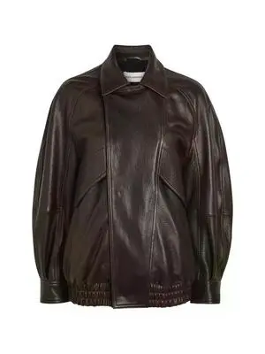 Nour Hammour Raglan-sleeve Leather Jacket