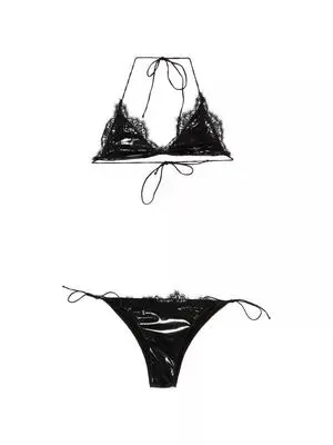 Oseree Lace-trim Bikini - Black