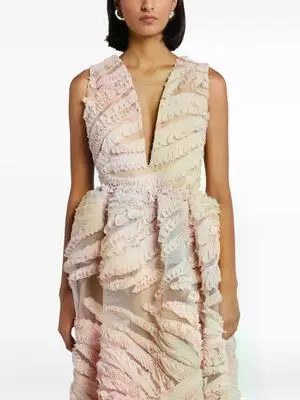 GRETA CONSTANTINE Ruffled V-neck Dress