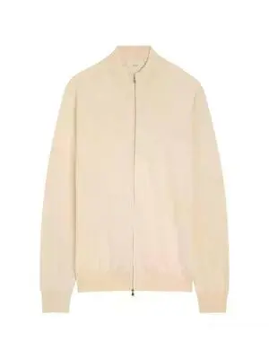 AURELIEN Ribbed Zip Sweater - Neutrals