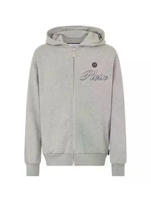 Philipp Plein Embroidered-logo Zip-up Hoodie - Grey