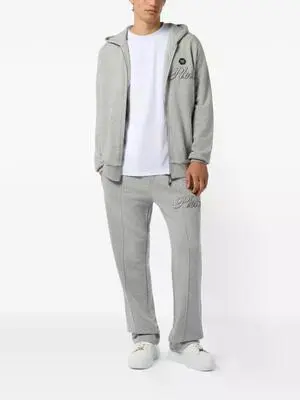 Philipp Plein Embroidered-logo Zip-up Hoodie - Grey