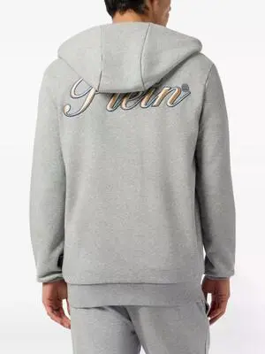 Philipp Plein Embroidered-logo Zip-up Hoodie - Grey