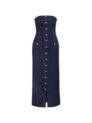 Florence & Fortitude Buttoned Strapless Dress