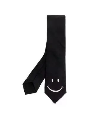 Moschino Smiley-motif Silk Tie - Black