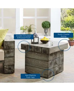 MODWAY Manteo Rustic Coastal Outdoor Patio Side Table