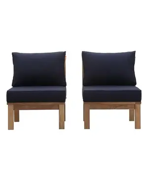 MODWAY Marina Outdoor Patio Teak, Set Of 2 - Natural Navy
