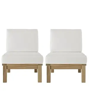MODWAY Marina Outdoor Patio Teak, Set Of 2 - Natural White