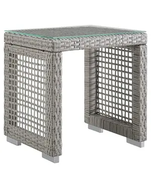 MODWAY Aura Outdoor Patio Wicker Rattan Side Table - Gray