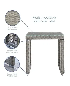 MODWAY Aura Outdoor Patio Wicker Rattan Side Table