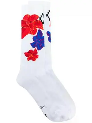 COUNTY OF MILAN Flowers Long Socks - White