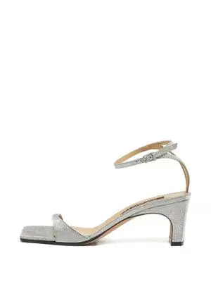 SERGIO ROSSI Glitter Ankle-strap Block Heel Sandals