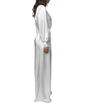 JLUXLABEL Satin Bliss Pleated Wide-leg Pants - White