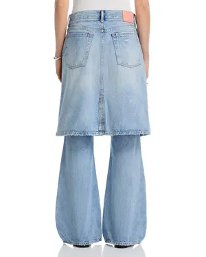 Acne Studios Layered Denim Skirt Jeans - Light Blue
