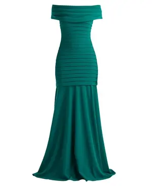 Tadashi Shoji Elisea Shutter-pleated Crepe Gown