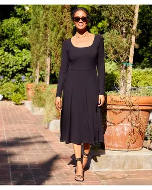 Karen Kane Long Sleeve Ribbed A-line Dress