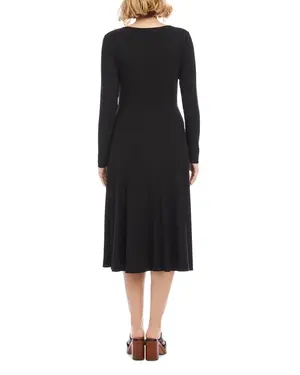 Karen Kane Long Sleeve Ribbed A-line Dress
