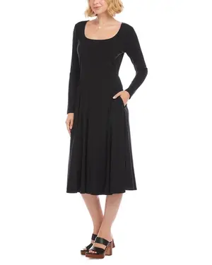 Karen Kane Long Sleeve Ribbed A-line Dress