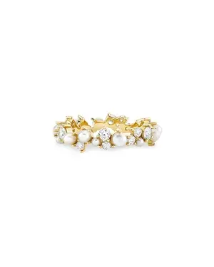 SYDNEY EVAN 14k Yellow Diamond & Freshwater Pearl Cocktail Eternity Ring - Gold