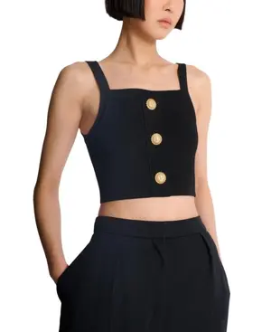 Balmain Knit Bralette Top With Buttons