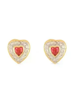 Valentino Garavani 1980s Heart-motif Clip-on Earrings - Gold