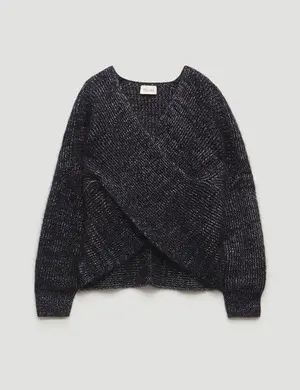 HUSH Betty Wool Blend Metallic Sweater - Silver Metallic