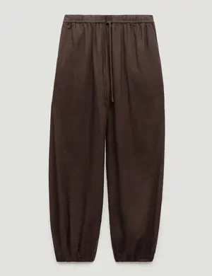 HUSH Tove Linen Balloon Beach Pants - Dark Brown