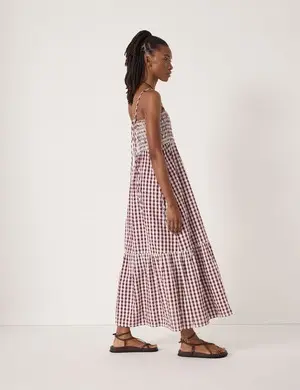 HUSH Leni Shirred Gingham Beach Dress