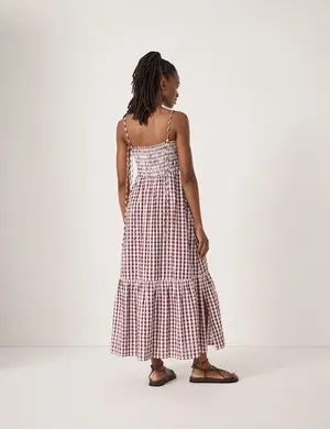 HUSH Leni Shirred Gingham Beach Dress