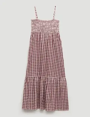 HUSH Leni Shirred Gingham Beach Dress