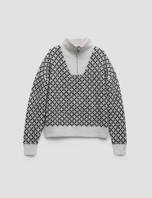 HUSH Juno Quarter Zip Mono Jacquard Jumper