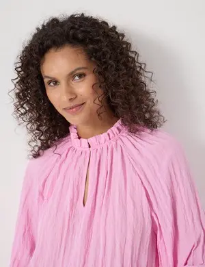 HUSH Ruffled Long Sleeve Blouse