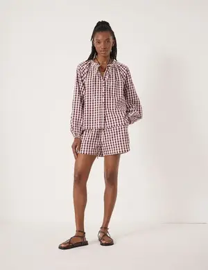 HUSH Elsa Gathered Gingham Beach Shirt