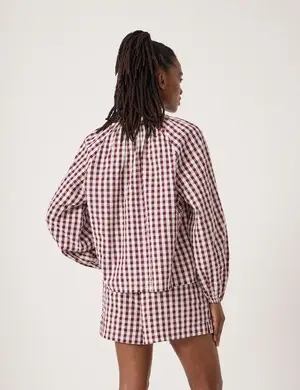 HUSH Elsa Gathered Gingham Beach Shirt