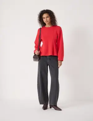 HUSH Seam Detail Smart Jersey Top - Bright Red