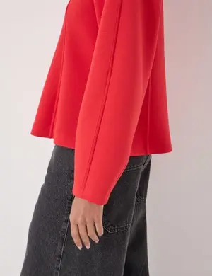 HUSH Seam Detail Smart Jersey Top - Bright Red