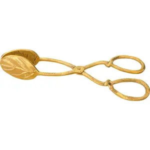 STORIED HOME Embossed Leaf Tongs - Brass