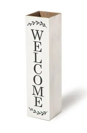 GLITZHOME Double Sided Solid Wood Boxed "welcome Porch" Porch Sign - White