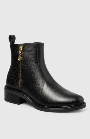 MANELA Leather Chelsea Booties - Black