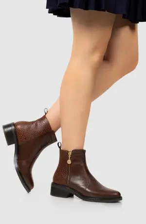 MANELA Leather Chelsea Booties - Brown