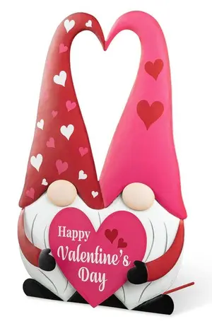 GLITZHOME 30"h Valentine's Metal Gnome Couple Yard Stake