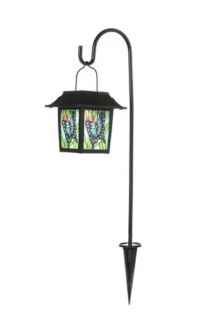 GLITZHOME Solar Powered Butterfly Garden Lamp Or Pathway Light With Ground Stake - Black