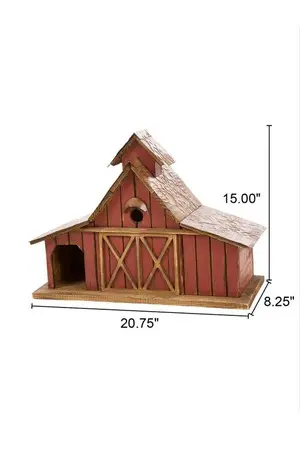 GLITZHOME 20.75"l Extra- Rustic Wood Barn Birdhouse