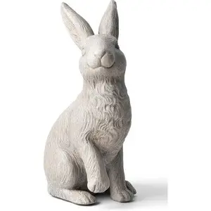 GLITZHOME 18"h Mgo Sitting Rabbit Garden Statue - White