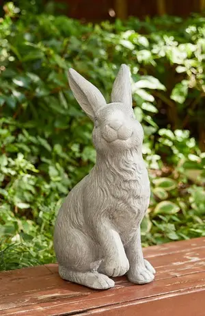 GLITZHOME 18"h Mgo Sitting Rabbit Garden Statue