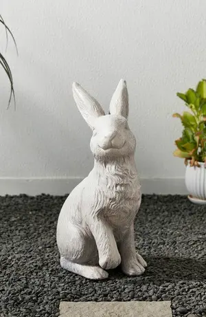GLITZHOME 18"h Mgo Sitting Rabbit Garden Statue