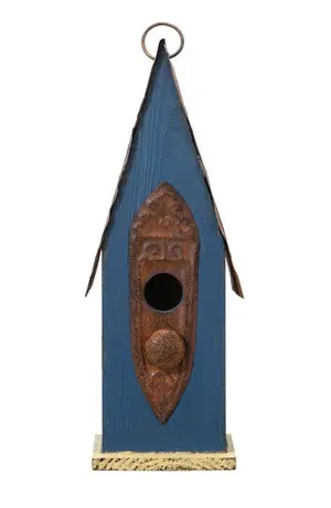 GLITZHOME 13.25"h Retro Wooden Distressed Garden Birdhouse