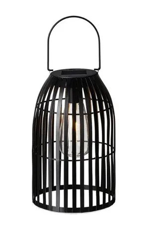 GLITZHOME Metal Woven Solar Powered Outdoor Hanging Lantern - Black