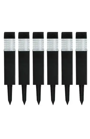 GLITZHOME Set Of 6 Solar Powered Transparent Texture Lens Pathway Stake Light