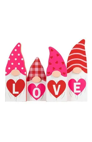GLITZHOME 11"l Valentine's Love Wooden Gnome Table Decor - Red